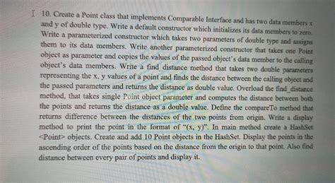 Solved I 10 Create A Point Class That Implements Comparable