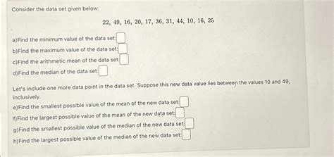 Solved Consider The Data Set Given
