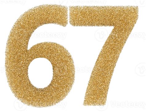 Number 67 Golden Glitter 46599725 Png