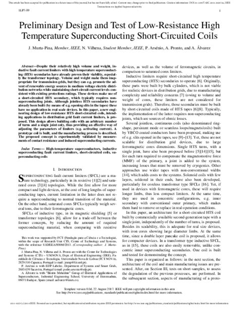 Pdf Preliminary Design And Test Of Low Resistance High Temperature Superconducting Short