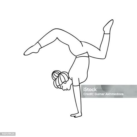 요가는 벡터에서 낙서 그림을 포즈를 취합니다 요가 포즈 손으로 그린 아이콘 여자 스트레칭 개요 벡터 삽화 요가 낙서 아이콘을 하는 여자 건강한 생활방식에 대한 스톡 벡터