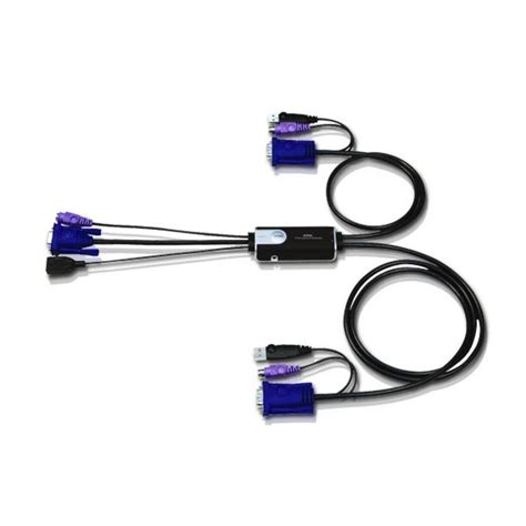2 Port PS 2 USB VGA Cable KVM Switch with Remote Port Selector บ มาโครแคร จก