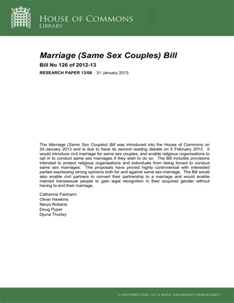 Marriage Same Sex Couples Bill