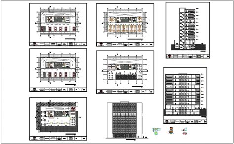 Office Building Floor Plan Elevation And Section View Dwg File Architecture People Architecture