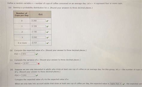 Solved Define A Random Variable X ﻿number Of Cups Of Coffee