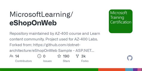 Github Microsoftlearning Eshoponweb Repository Maintained By Az 400 Course And Learn Content