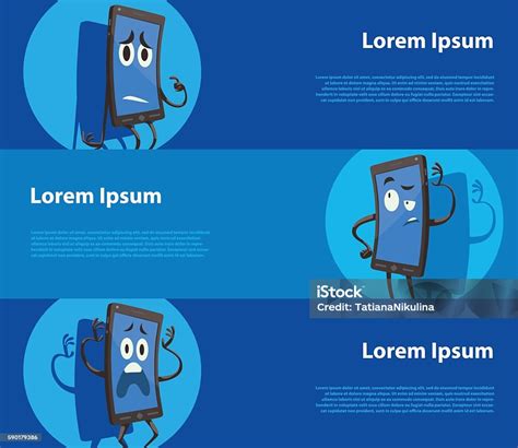 파란 수평 배너 기분을 상하게 사려 깊고 무서운 Sma 감정에 대한 스톡 벡터 아트 및 기타 이미지 감정 검은색 겁먹은 Istock