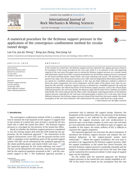 Pdf A Numerical Procedure For The Fictitious Support Pressure In The Application Of The