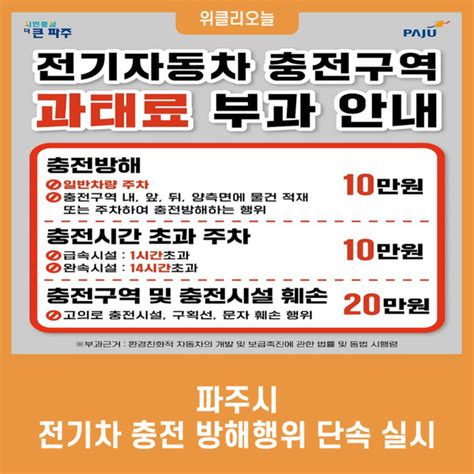 파주시 전기차 충전 방해행위 단속 실시