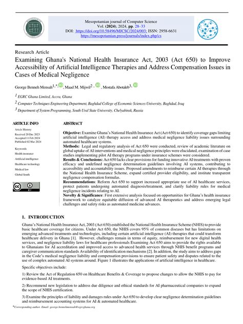 Pdf Examining Ghanas National Health Insurance Act 2003 Act 650 To Improve Accessibility