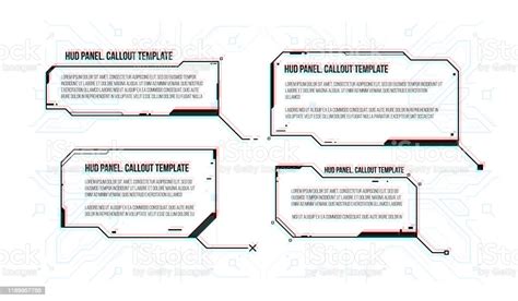 하이테크 추상 사각형 프레임입니다 Hud 미래 지향적 인 사용자 인터페이스 화면 요소 세트 공상 과학 가상 현실 패널 개념에