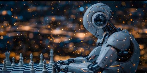 Premium Photo Robot Engaged In Chess Strategic Thinking Concept Chess Strategy Artificial
