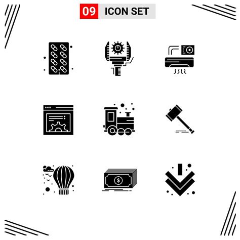 Set Of 9 Modern Ui Icons Symbols Signs For Toy Web Robotics Setting Room Editable Vector Design