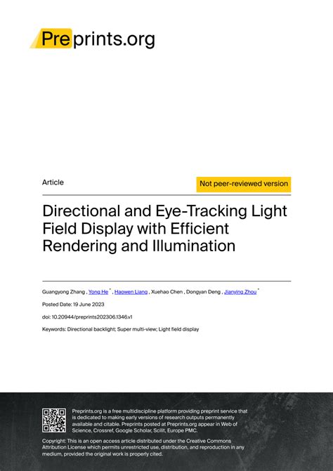 Pdf Directional And Eye Tracking Light Field Display With Efficient Rendering And Illumination