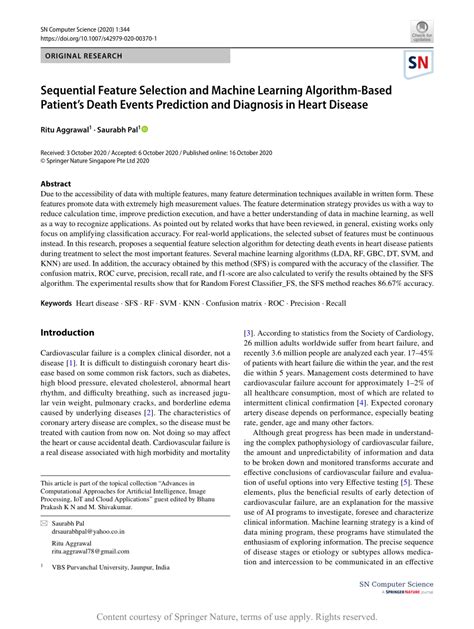 sequential feature selection and machine learning algorithm based