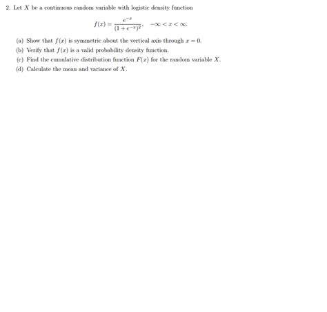 Solved 2 Let X Be A Continuous Random Variable With