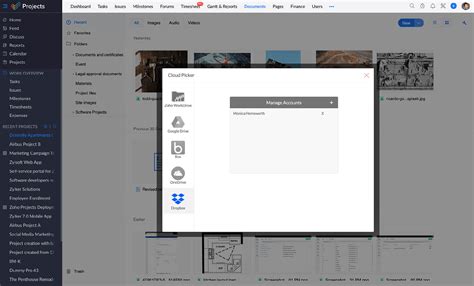 integración de dropbox en zoho projects