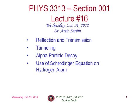 Ppt Phys 3313 Section 001 Lecture 16 Powerpoint Presentation Free