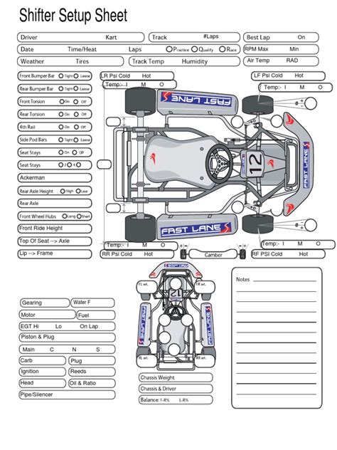 Shifter Kart Setup Sheet 1004
