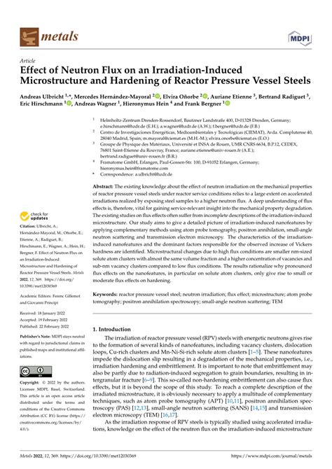 Pdf Effect Of Neutron Flux On An Irradiation Induced Microstructure And Hardening Of Reactor