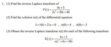 Solved Find The Inverse Laplace Transform Of Chegg