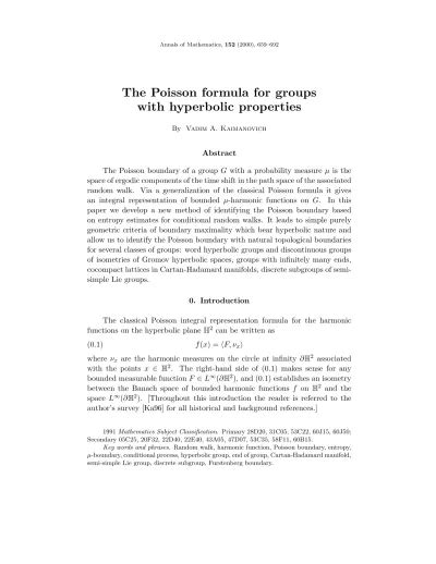 The Poisson Formula For Groups With Hyperbolic Properties