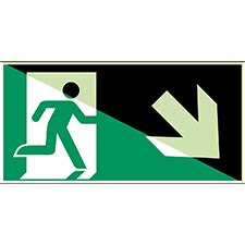 Glow In The Dark Safety Sign Exit Down Right Arrow Brady Brady Eu