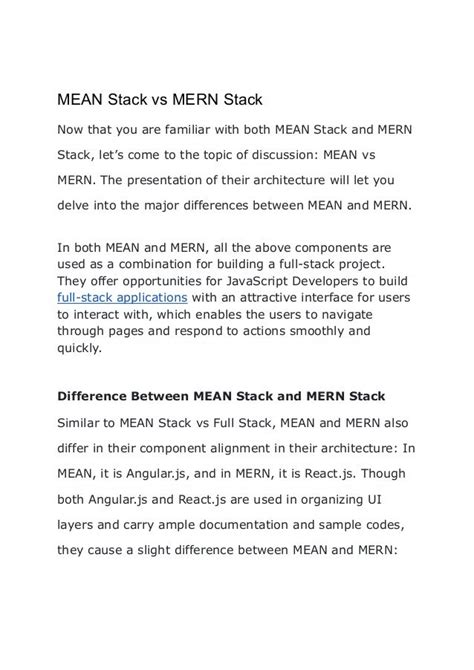 Mean Stack And Mern Stack Developer Pdf