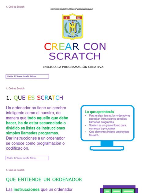 Intro Crear Con Scratch Qué Es Scratch Pdf Scratch Lenguaje De Programación