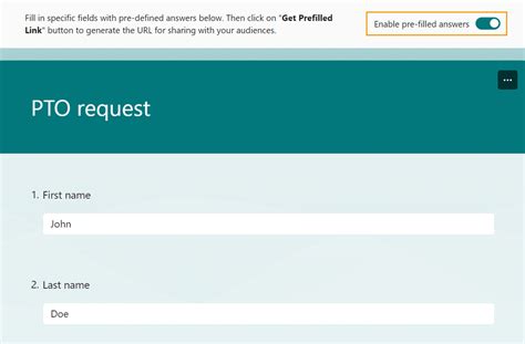 Pre Populate Microsoft Forms