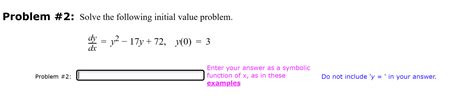 Solved Problem 2 Solve The Following Initial Value
