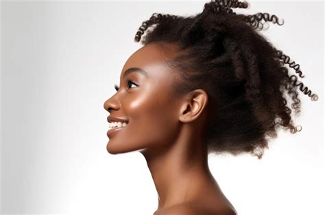 Premium Ai Image A Woman With A Curly Afro Hairs Smiling