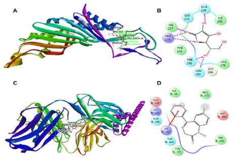 A Best Ranked Pose And B 2d Interaction Diagram Of Ascorbic Acid