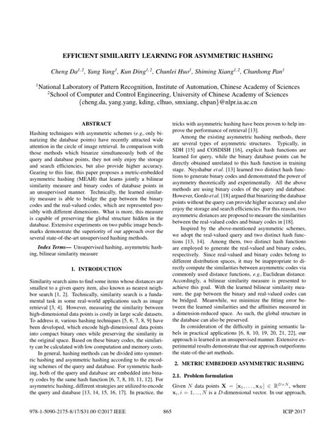 Pdf Efficient Similarity Learning For Asymmetric Hashing