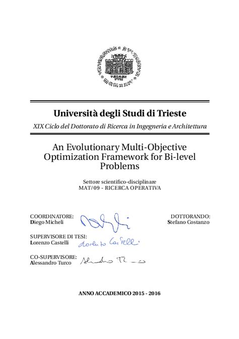 Pdf An Evolutionary Multi Objective Optimization Framework For Bi Level Problems