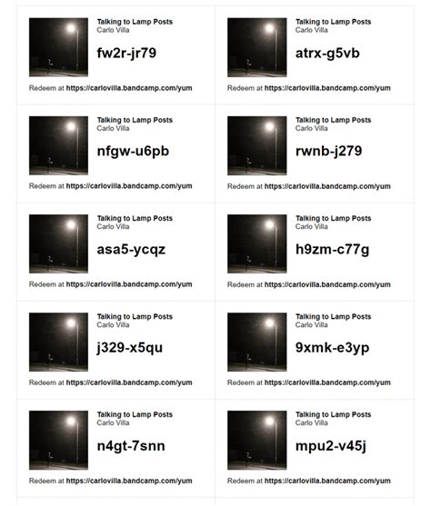 Codes For My Album Talking To Lamp Posts An Indieartrock