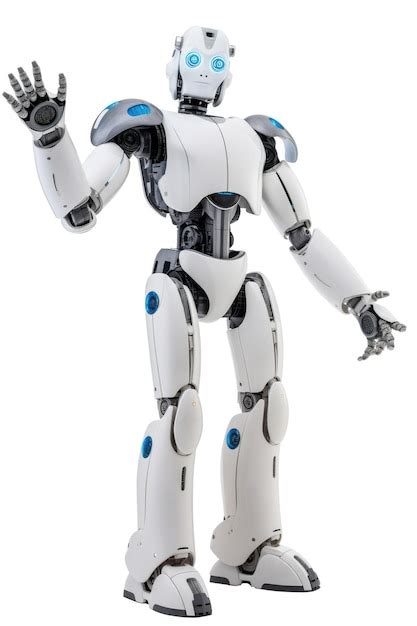 Premium Ai Image Humanoid Robot Stands Against A Stark White