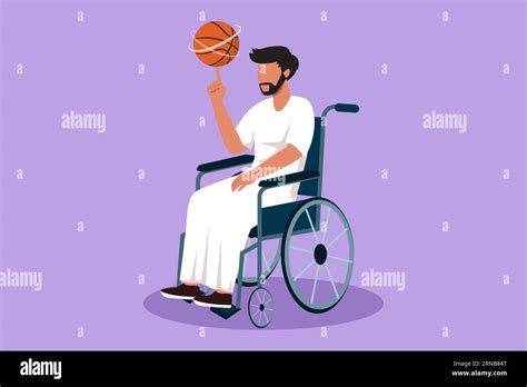 Graphic Flat Design Drawing Arabian Man In Wheelchair Play At