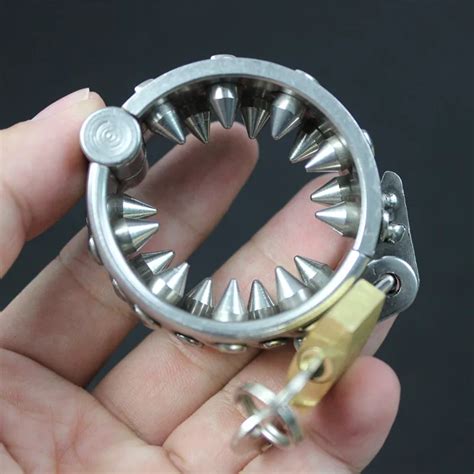 Stainless Steel 24 Row Wolf Teeth Type Penis Ring Chastity Device