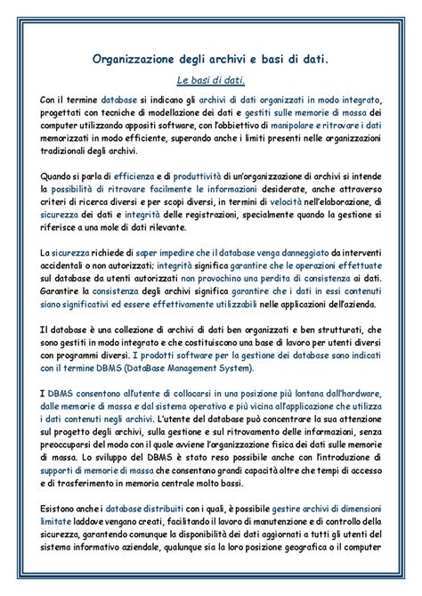 Basi Di Dati E Differenza Tra Dbms E Fyle Based System Organizzazione Degli Archivi E Basi Di