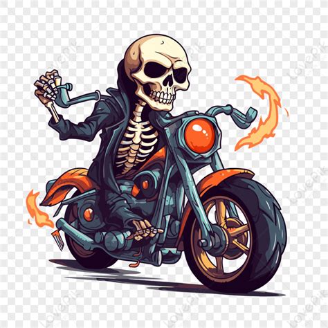 스켈레톤 라이딩 오토바이 벡터만화상표클립 아트 Png 일러스트 무료 다운로드 Lovepik