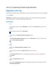 Lab Capturing A Packet Using Wireshark Docx Lab Capturing A Packet Using