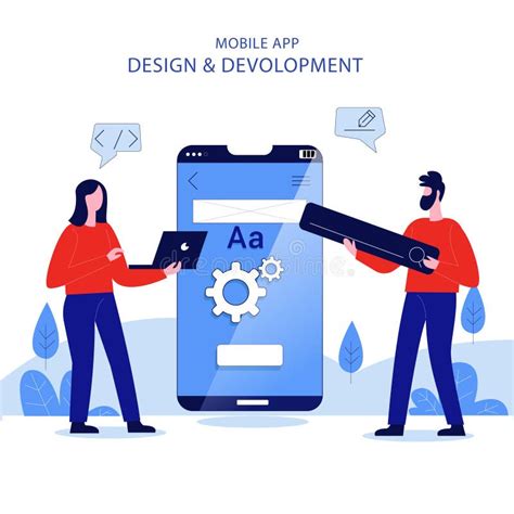 Mobile Application Or Website Development Process Illustration Concept Vector Stock Illustration