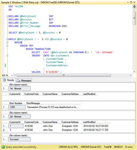 implement sql server transaction retry logic for failed transactions