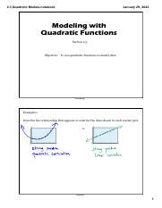 Modeling With Quadratic Functions Examples And Techniques For Course Hero