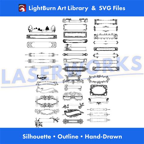 140 Banner And Scroll Designs Lightburn Art Library Digital Etsy