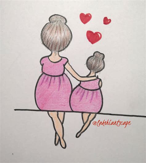 How To Draw Mother And Daughter