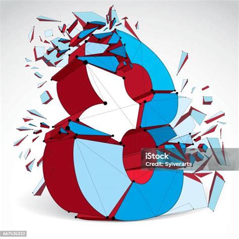 벡터 차원 와이어 프레임 번호 8 다채로운 조각 자리 철거 3d 메쉬 기술 요소 조각으로 깨진입니다 3차원 형태에 대한 스톡 벡터 아트 및 기타 이미지 Istock