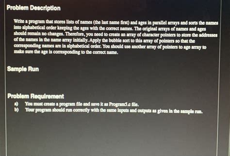 solved problem description write a program that stores lists