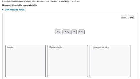 Solved Identify The Predominant Type Of Intermolecular Force